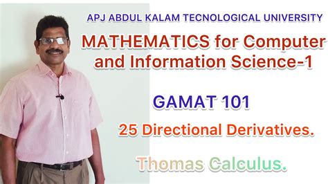 25 Thomas Calculus Gamat101 Mathematics For Computer And Information Science 1 Directional
