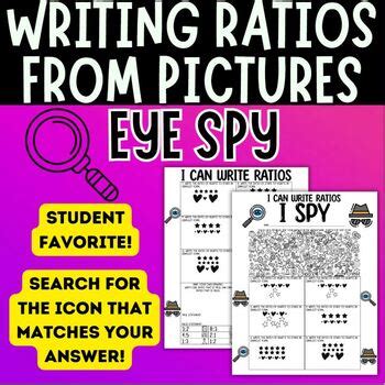 Writing Ratios In Simplest Form From Pictures Eye Spy Write Simplify Ratios
