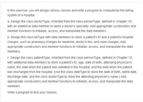 Solved Design Various Classes And Write A Program To
