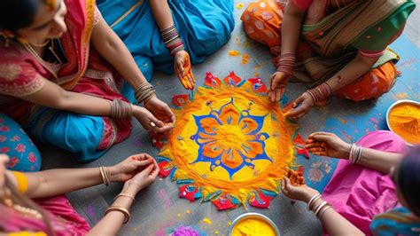 Women Creating A Vibrant Rangoli Design 53730981 Stock Photo At Vecteezy