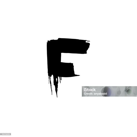 F Handwritten 드라이 브러쉬에 의해 편지 거친 스트로크 글꼴입니다 벡터 일러스트입니다 그런 지 스타일 우아한 알파벳 0명에 대한 스톡 벡터 아트 및 기타 이미지