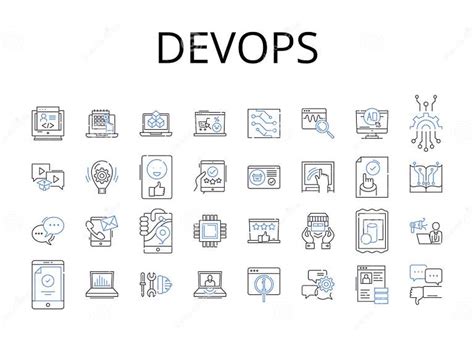 Devops Line Icons Collection Agile Development Cloud Computing Digital Transformation
