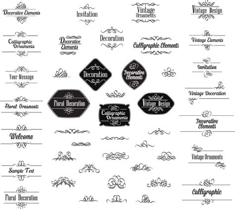 Vintage Calligraphic Elements Set Vector Free Download