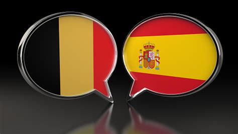 연설 거품으로 벨기에 스페인 플래그입니다 3 차원 일러스트 레이 션 유럽 연합에 대한 스톡 사진 및 기타 이미지 유럽 연합