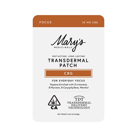 Marys Medicinals Focus Cbg Transdermal Patch