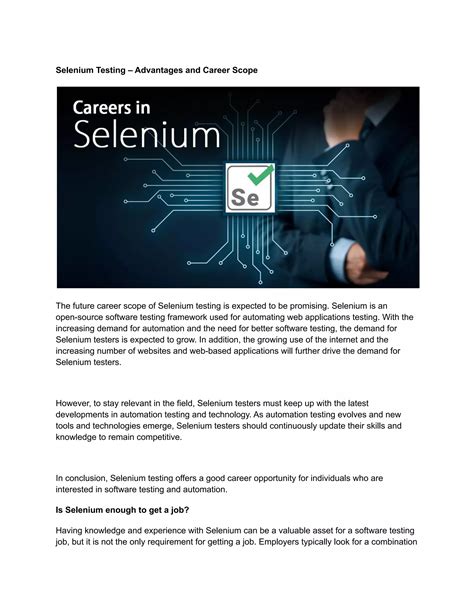Selenium Testing Advantages And Career Scope Pdf