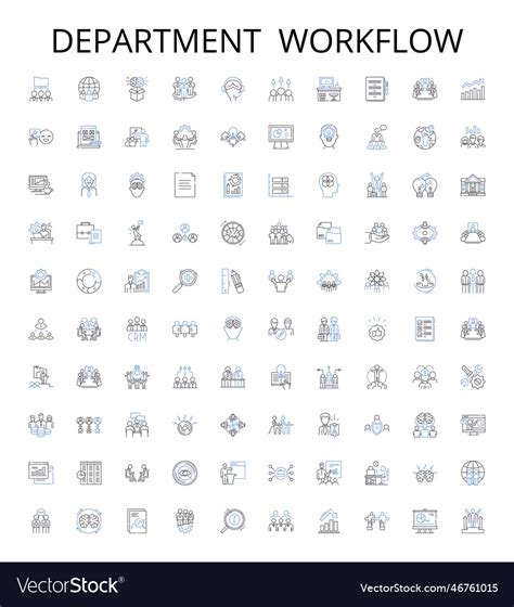 Department Workflow Outline Icons Collection Vector Image