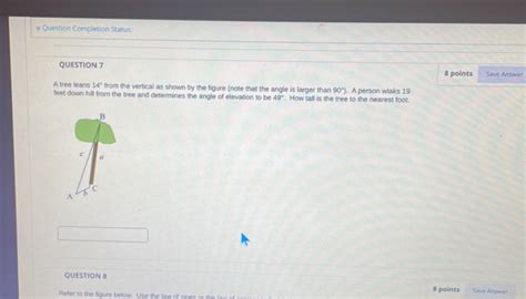 Question Completion Status QUESTION 7 A Tree StudyX