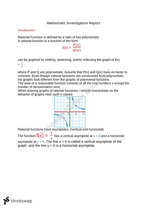 Mathematic Investigation Report Mathematical Methods Year 11 Sace Thinkswap