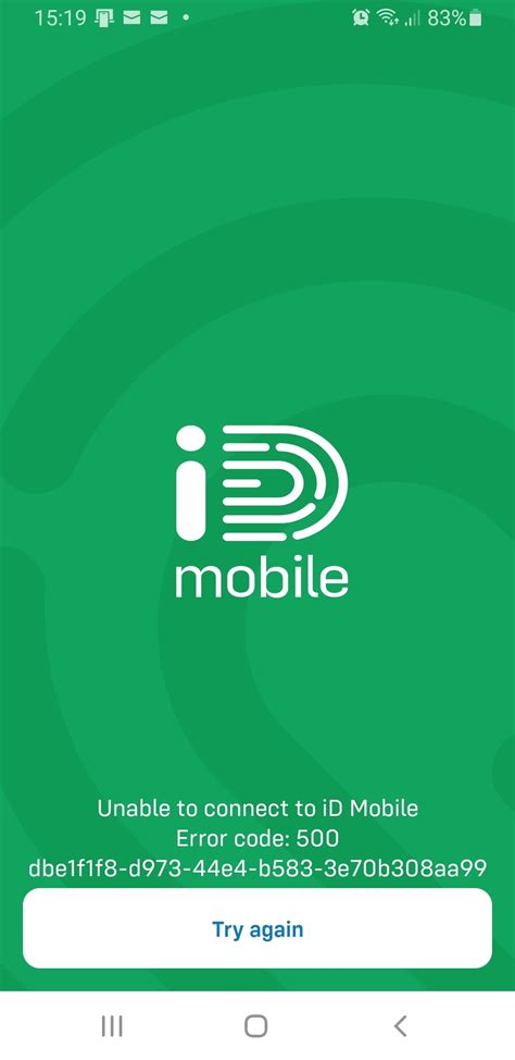 Repeated Unable To Connect To Id Mobile Error Id Mobile Community