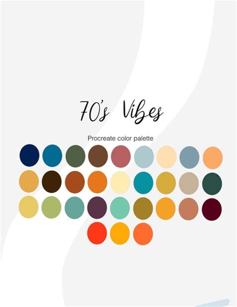 70s Vibes Procreate Color Palette Color Swatches Procreate Etsy