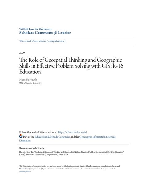 The Role Of Geospatial Thinking And Geographic Skills In Effective