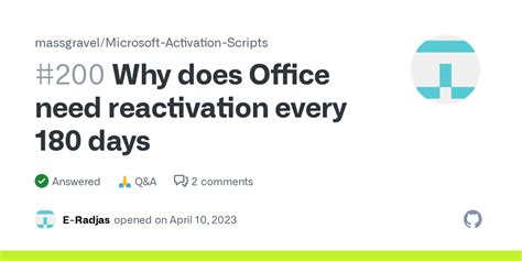 Why Does Office Need Reactivation Every 180 Days · Massgravel Microsoft Activation Scripts
