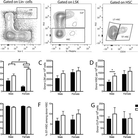 Sex Bias In Haematopoietic Cell Reconstitution By Cells Of Cd45 1 And Download Scientific
