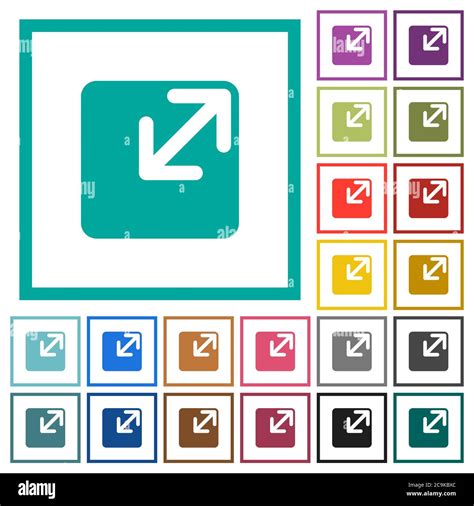 Resize Window Flat Color Icons With Quadrant Frames On White Background Stock Vector Image And Art