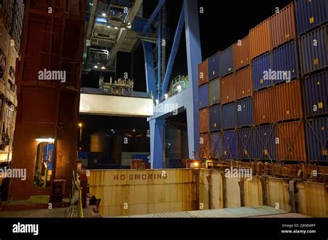 Container Ship In Port At Container Terminal Ships Of Container Ships Stand In Terminal Of Port