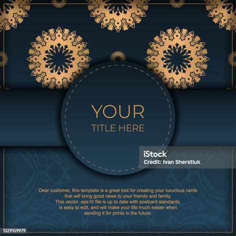 추상 장식이있는 어두운 파란색 엽서 템플릿 우아하고 고전적인 벡터 요소는 장식에 적합합니다 0명에 대한 스톡 벡터 아트 및 기타 이미지 Istock