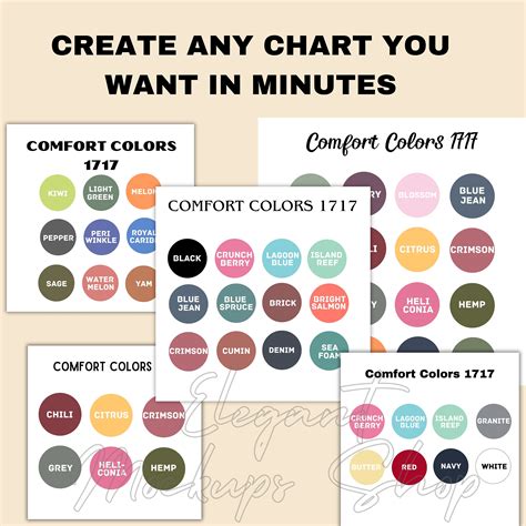 Canva Editable Color Chart Editable Comfort Colors Color Chart