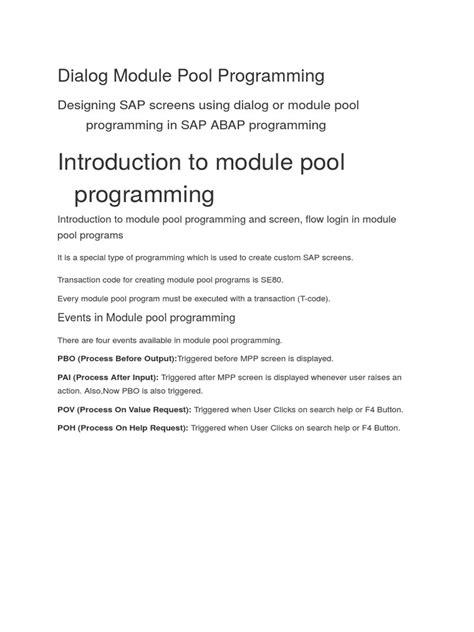 23 Dialog Module Pool Programming Pdf Computer Engineering System Software