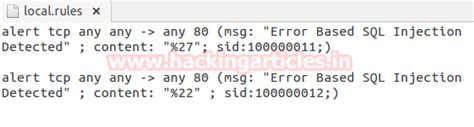 Detect Sql Injection Attack Using Snort Ids Hacking Articles