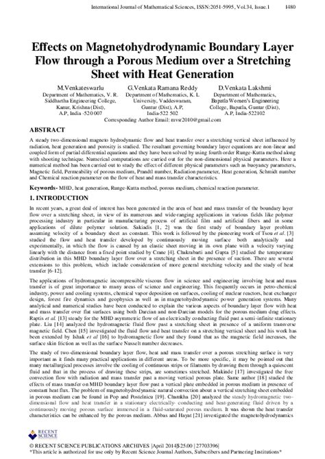 Pdf Effects On Magnetohydrodynamic Boundary Layer Flow Through A Porous Medium Over A