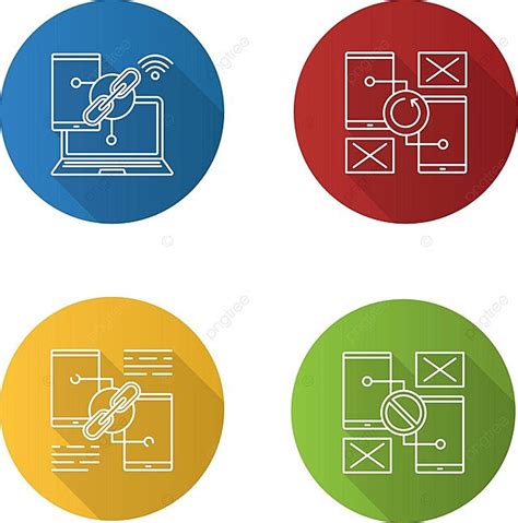 Set Of Linear Long Shadow Icons For Smartphone Displays Vector Connect Icons Digital Png And