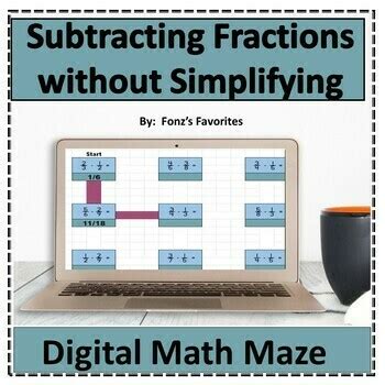 Subtracting Fractions Without Simplifying Digital Math Maze NF
