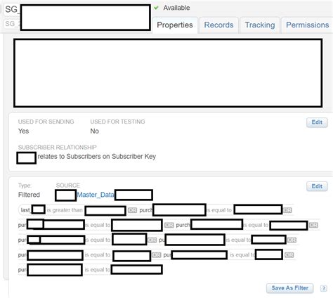 Marketing Cloud Getting The Filtered Data Extension Associated With A Send And Its
