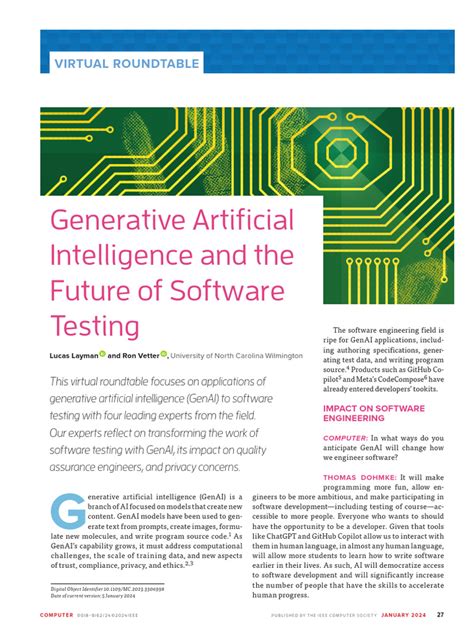 Generative Artificial Intelligence And The Future Of Software Testing Pdf Software Testing