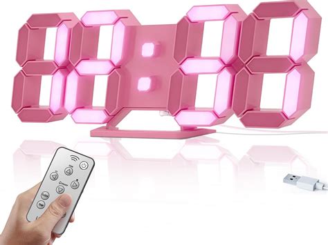 Amazon Com COVERY Pink Digital Wall Clock D LED Desk Clocks Large Numbers For Girl
