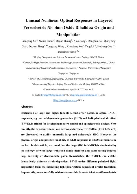 pdf unusual nonlinear optical responses in layered ferroelectric
