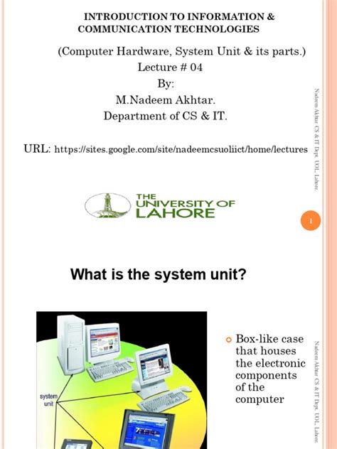 4 Iiandct Lecture 04 Computer Hardware System Unit Its Parts Pdf Random Access Memory