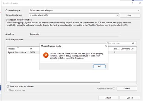 Unexpected Error Pops Up When Python Remote · Issue 6905 · Microsoft