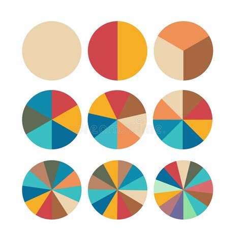 Pie Chart Set Colorful Diagram Collection With Circle Icons For Infographic Stock Vector