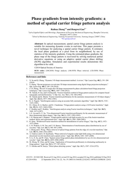 Pdf Phase Gradients From Intensity Gradients A Method Of Spatial