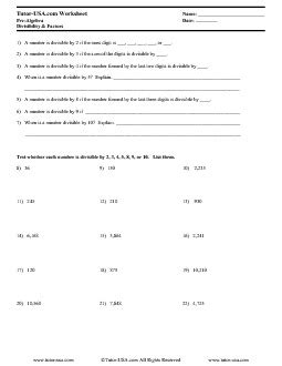 Divisibility Factors Multiples And Prime Numbers Worksheet Worksheets Library