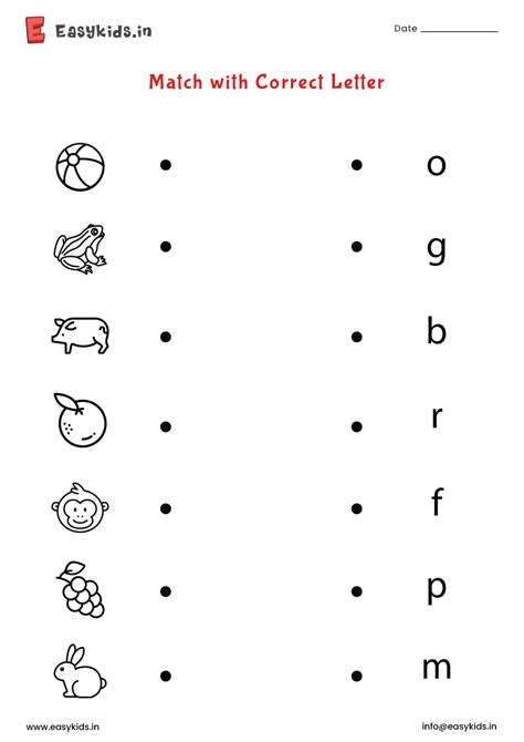 Match The Correct Letter Worksheet