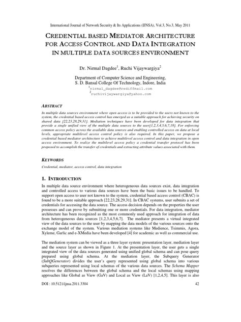 Credential Based Mediator Architecture For Access Control And Data Integration In Multiple Data