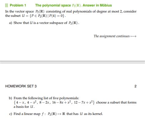 solved ∣ problem 1 the polynomial space p2 r answer