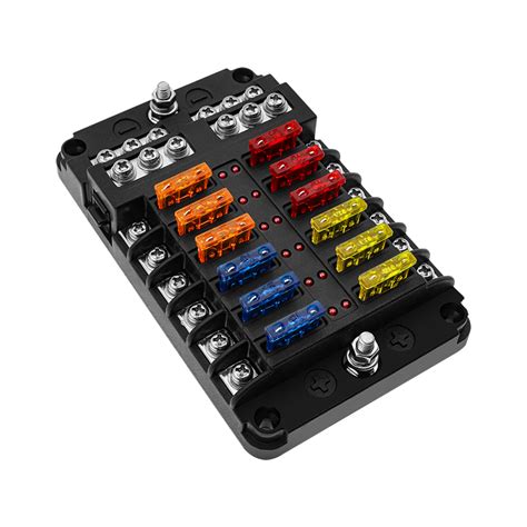 ACCESTING Kotak Sekring Car Fuse Box 12 Way Positive And Negative 12W Black