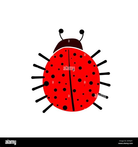 Cute Cartoon Style Red Lady Bug Vector Illustration Stock Vector Image