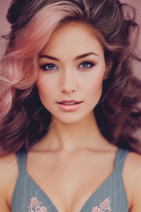 Premium Ai Image A Woman With Pink Hair And Blue Eyes