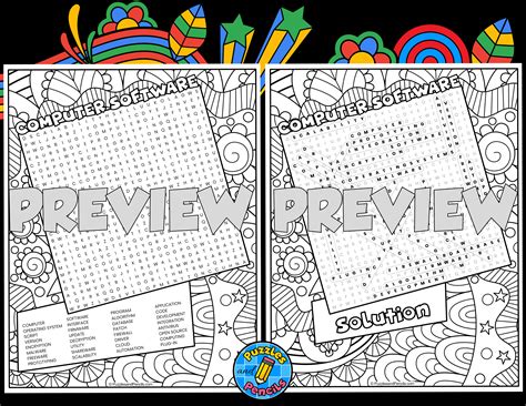 Computer Software Word Search Puzzle With Colouring Computer Science Teaching Resources