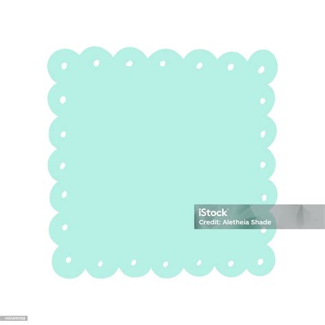 가리비 가장자리 사각형 프레임 배지 벡터입니다 간단한 라벨 스티커 템플릿입니다 귀여운 빈티지 프릴 장식 흰색 배경에 격리된 벡터