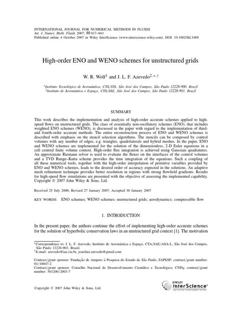 High Order Eno And Weno Schemes For Unstructured Grids Pdf System Of Linear Equations