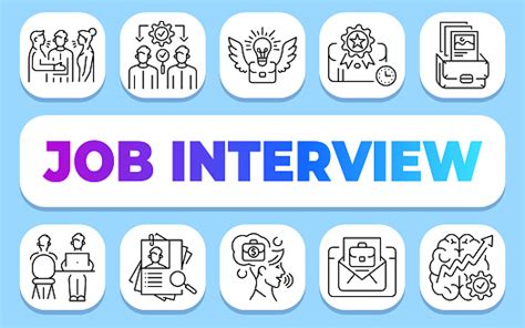 직업 면접 텍스트 개념 프리젠 테이션 및 인포 그래픽을위한 Shablon 개발에 대한 스톡 벡터 아트 및 기타 이미지 개발