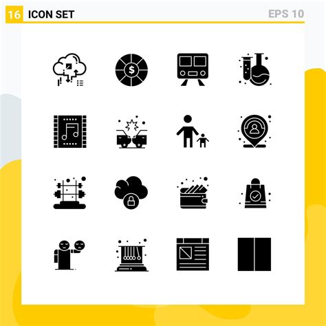 16 Thematic Vector Solid Glyphs And Editable Symbols Of Concert Flask