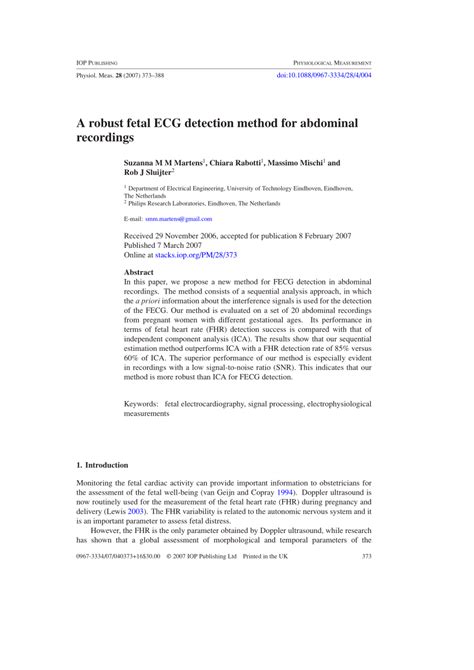 Pdf A Robust Fetal Ecg Detection Method For Abdominal Recordings
