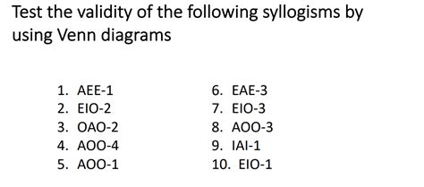 Solved Test The Validity Of The Following Syllogisms By