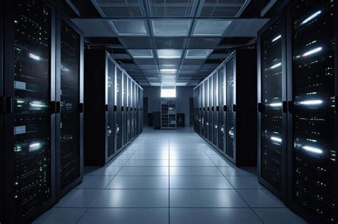 서버룸 인테리어 데이터센터 제너레이티브 Ai 프리미엄 사진